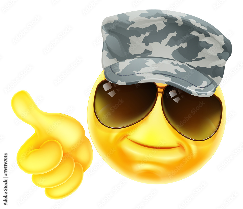 Army Soldier Emoticon Emoji Face Cartoon Icon Stock Vector | Adobe Stock