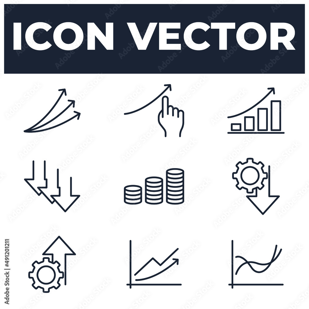 set of Increase and Decrease elements symbol template for graphic and ...