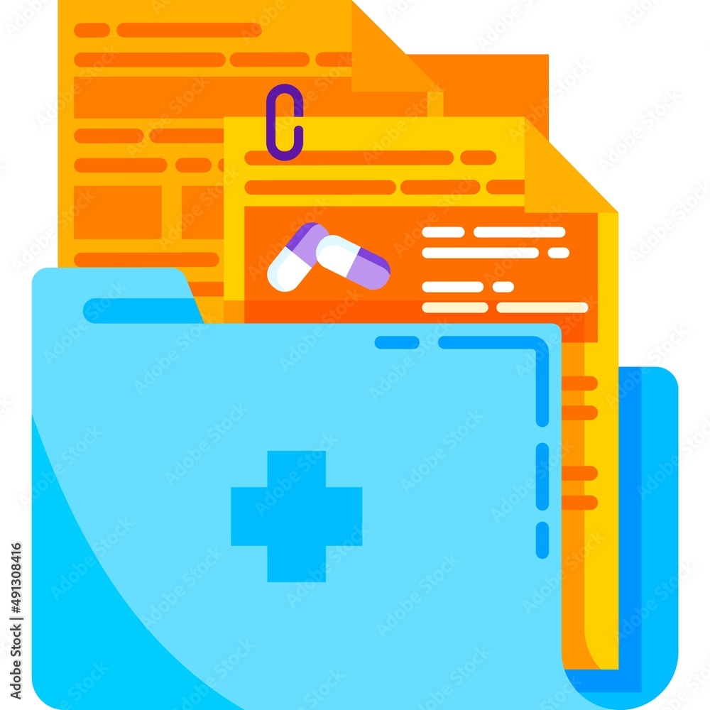 Medical folder icon patient history flat vector Stock Vector | Adobe Stock