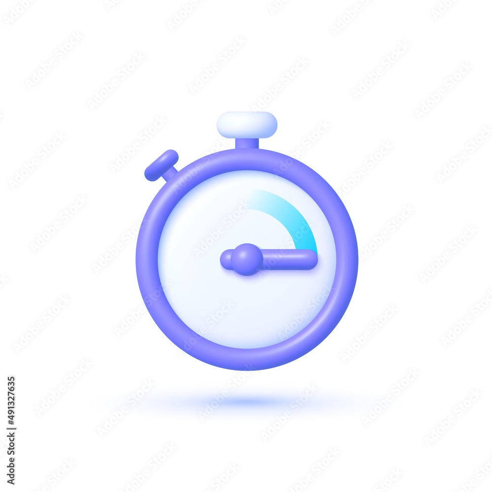 Timer in realistic style on white background. 3d timer. Realistic ...