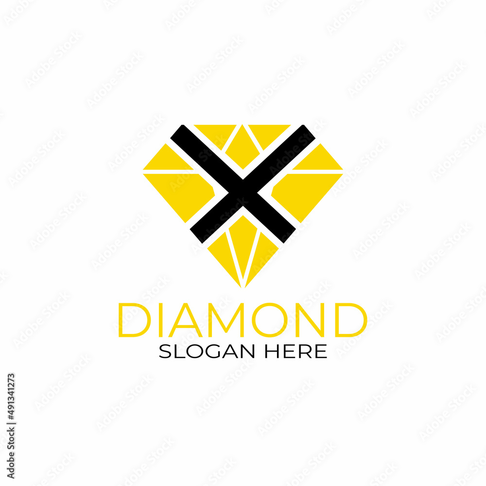 Letter x Diamond Logo Design with Line Art Style. Design Concept, Logos ...