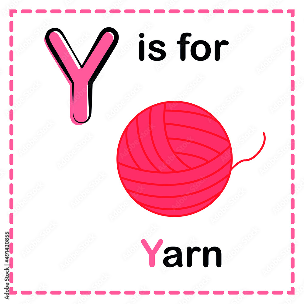 Alphabet y is for yarn vector image. alphabet flash card. Stock Vector ...