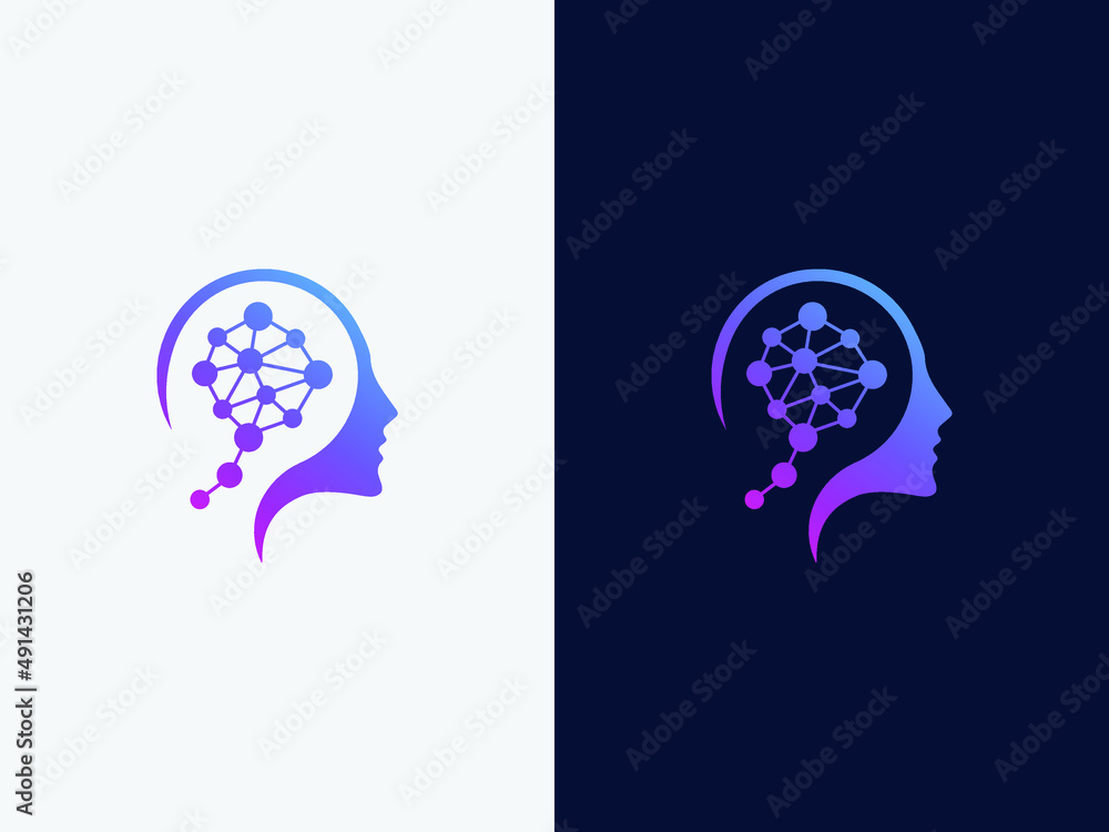 Brain Tech logo and human head logo Stock Vector | Adobe Stock