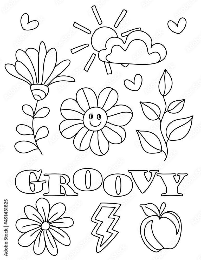 Good Vibes. Positive, Groovy Hand drawn coloring pages for kids and ...