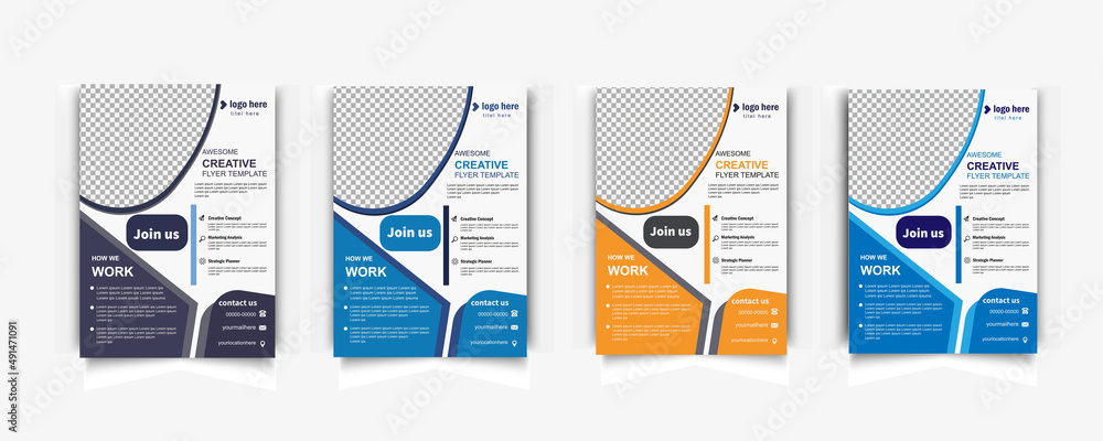 Four types business brochure, flyer design layout template A4, blur ...