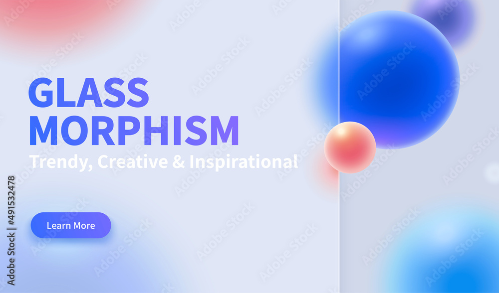 Glass morphism website page design Stock Vector | Adobe Stock
