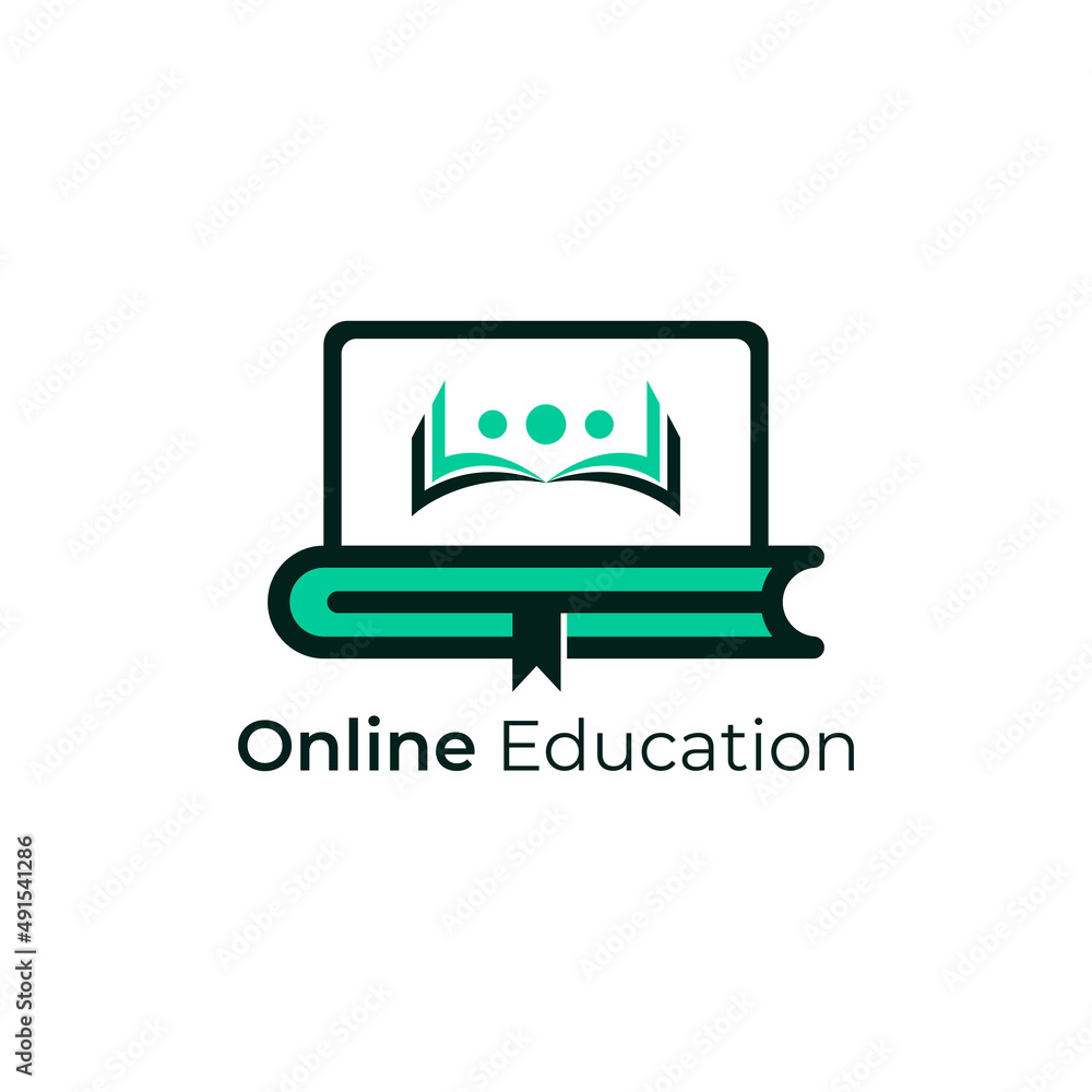 Online Education logo template. Computer book vector illustration Stock ...