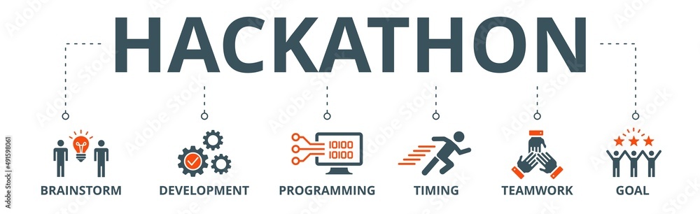 Hackathon banner web icon vector illustration concept for design sprint-like social coding event ...