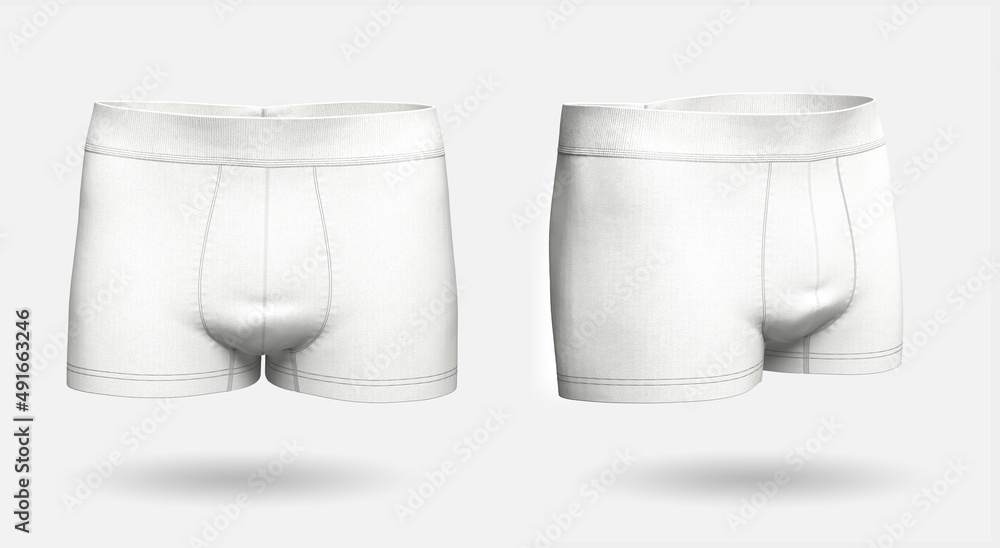 White mens boxers mockup 3D rendering. Stock Illustration | Adobe Stock