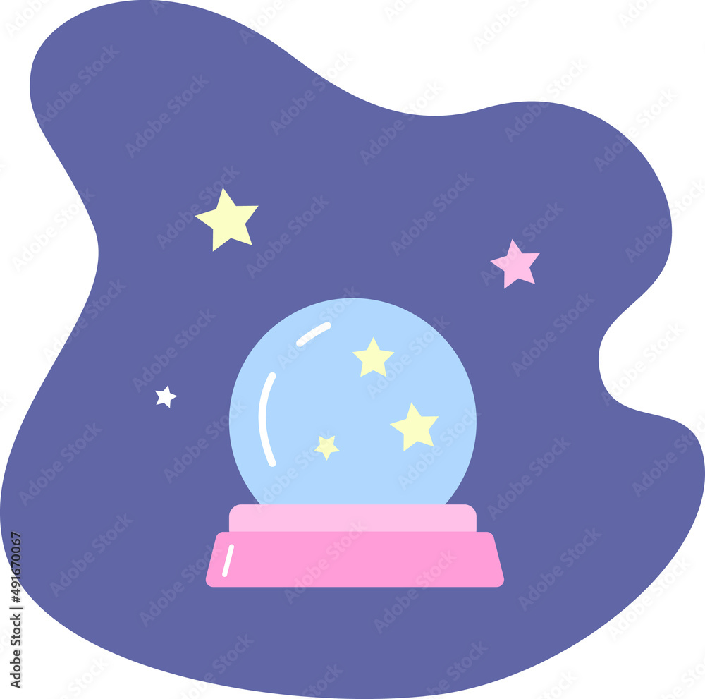 Magic ball cartoon vector illustration. Fortune telling object. Vintage ...