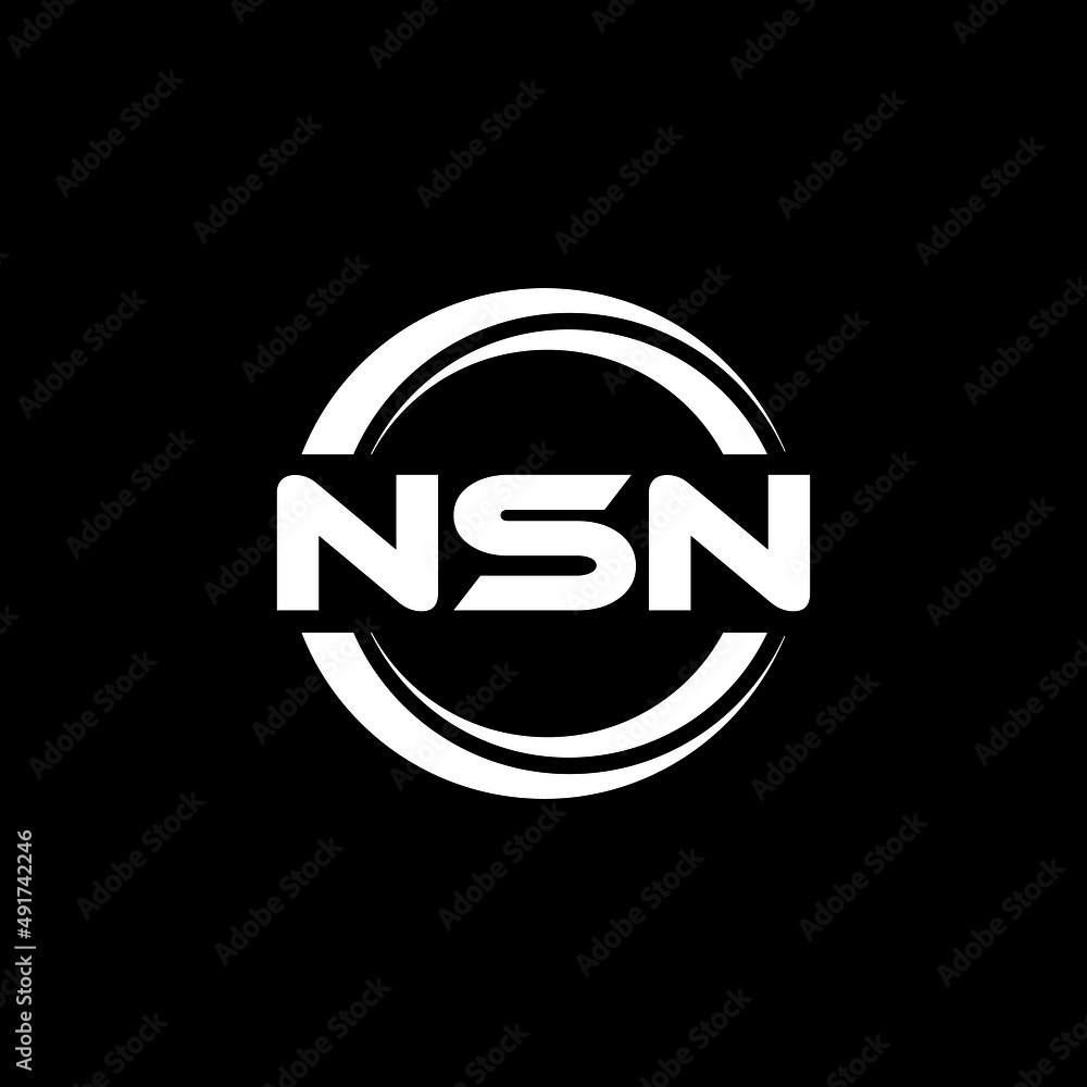 NSN letter logo design with black background in illustrator, vector ...