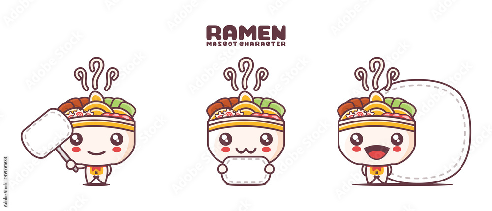 vector ramen cartoon illustration, Japanese traditional noodles Stock ...