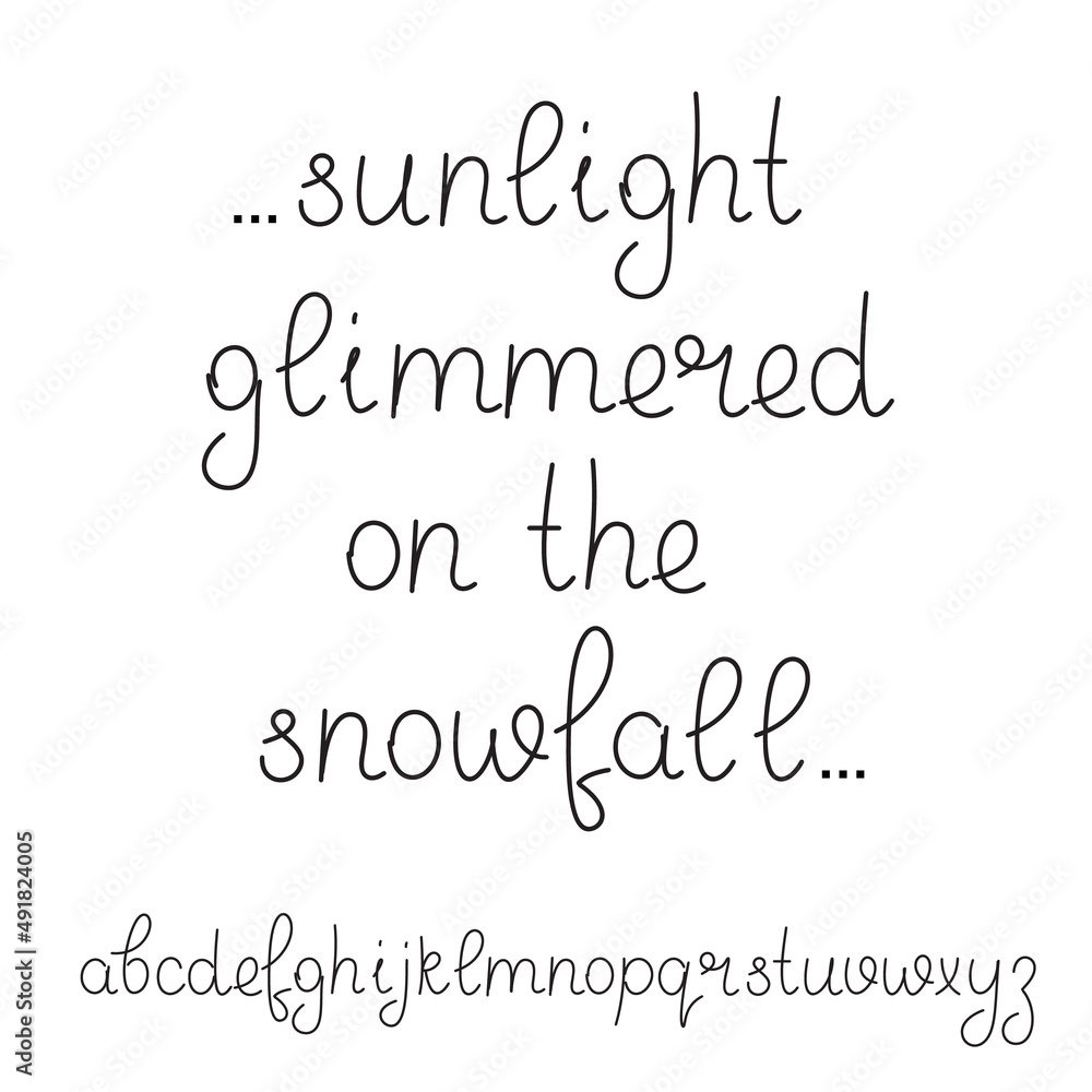 Handwritten alphabet. Thin line font. Manuscript abc. English lowercase ...