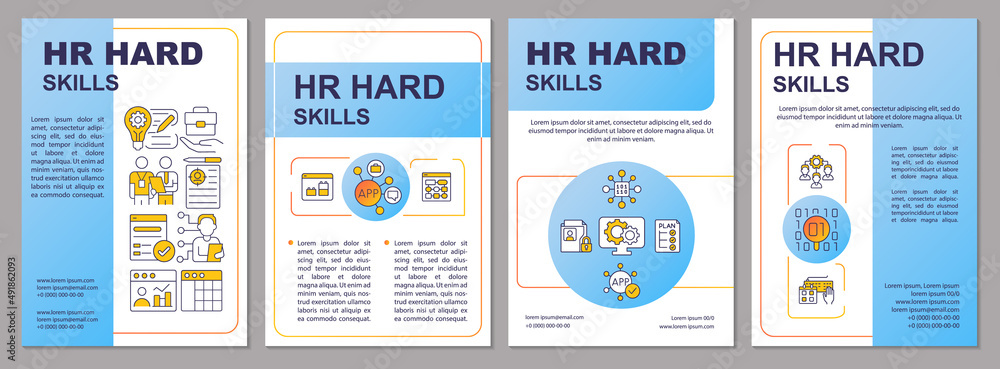 Hard skills of HR blue brochure template. Business and hiring. Leaflet ...