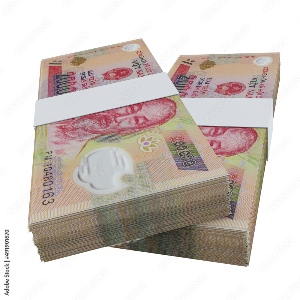 Vietnam Currency Dong 200.000: Stack of VND Vietnam banknote Stock ...