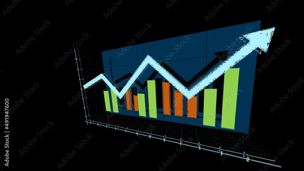 Stock market diagram. Financial chart with up trending arrow Stock ...