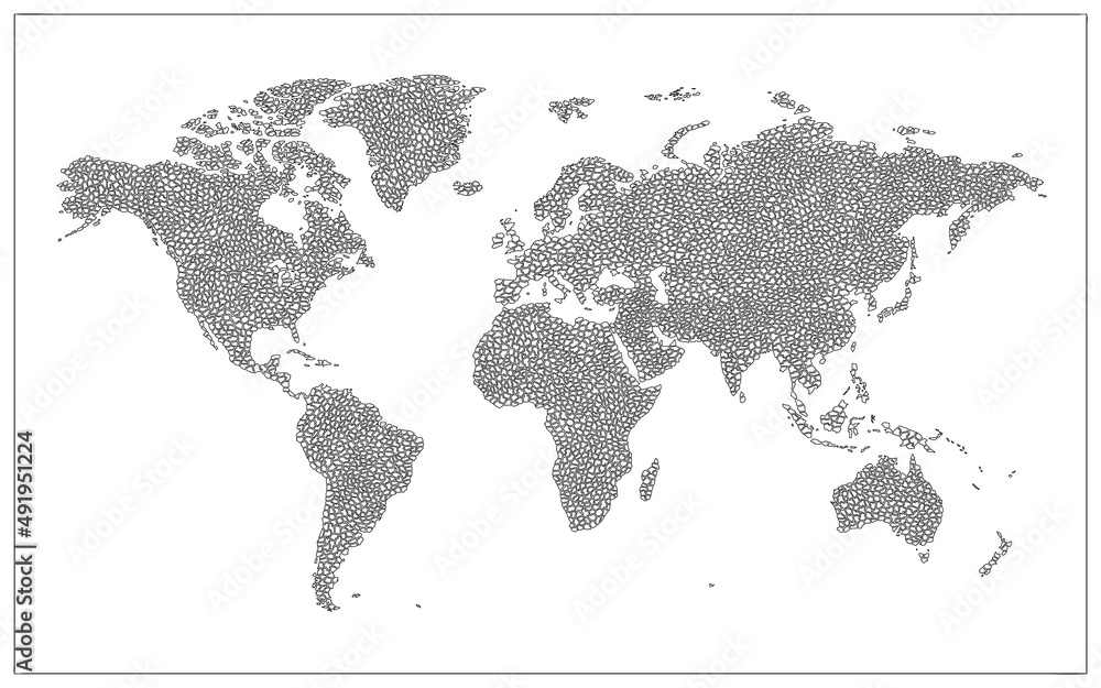 Abstract Hand Drawing Line Art World Map Vector Graphic Design Template ...