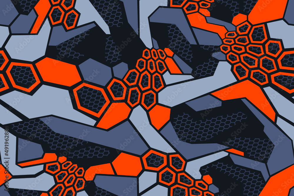 Abstract geometric seamless pattern with hexagonal and polygonal shapes ...