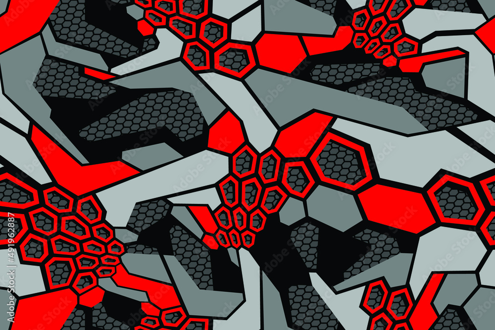 Abstract geometric seamless pattern with hexagonal and polygonal shapes ...