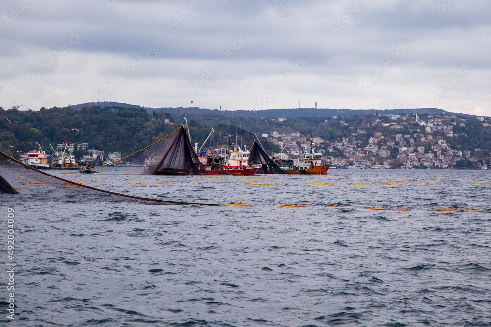 Fishing boats İstanbul. Fishing season starts on September every year ...