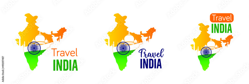 travel India map and taj mahal icon, logo vector illustration Stock ...