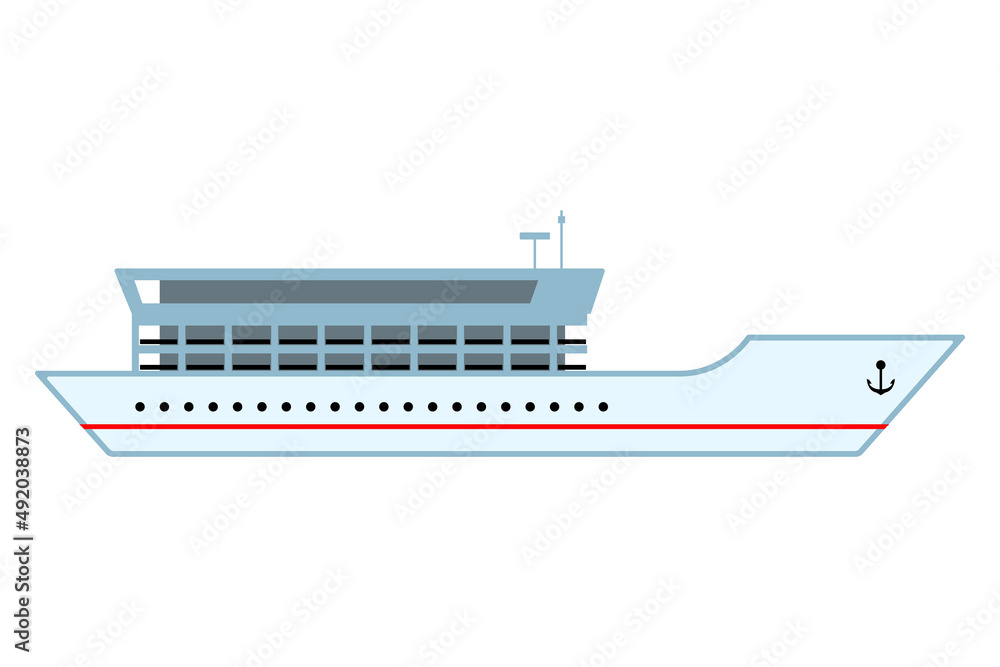 modern big ship side view flat cartoon isolated white background Stock ...