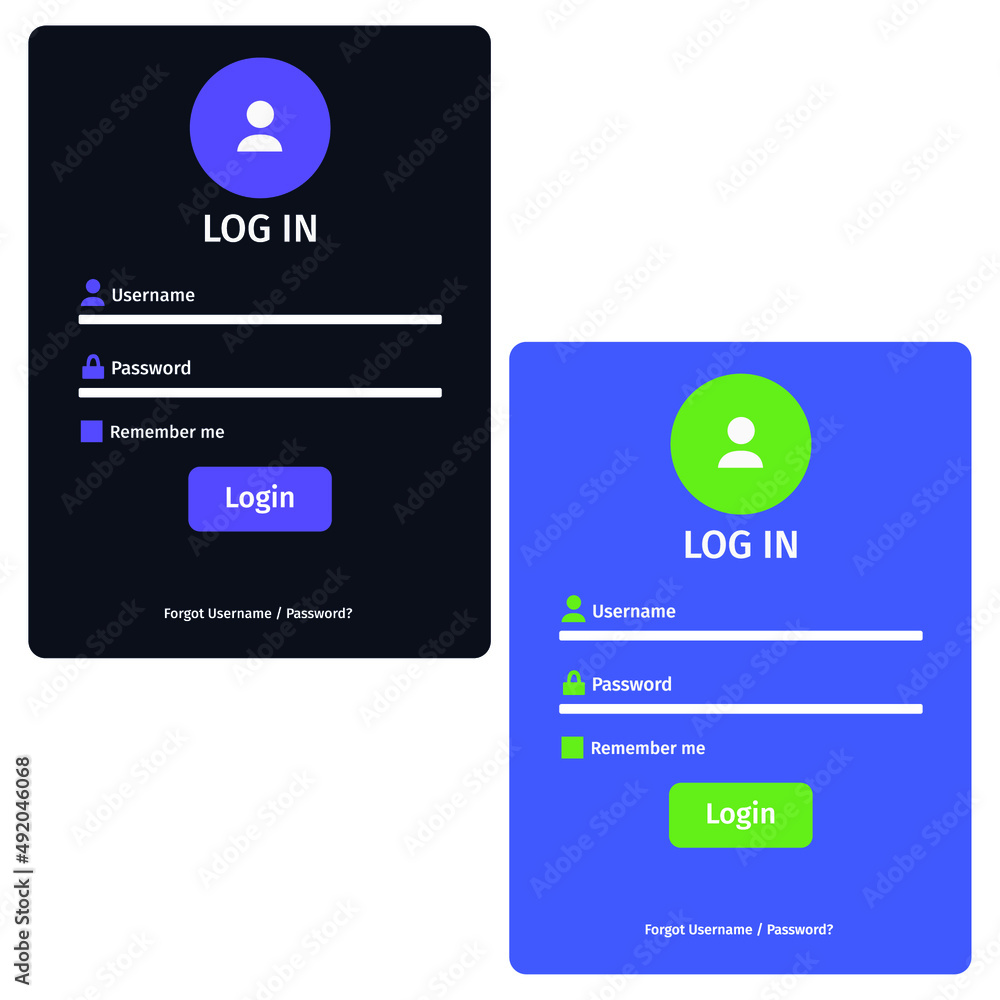 Account login and password form page on screen. Login page. sign up web forms with the detailed ...