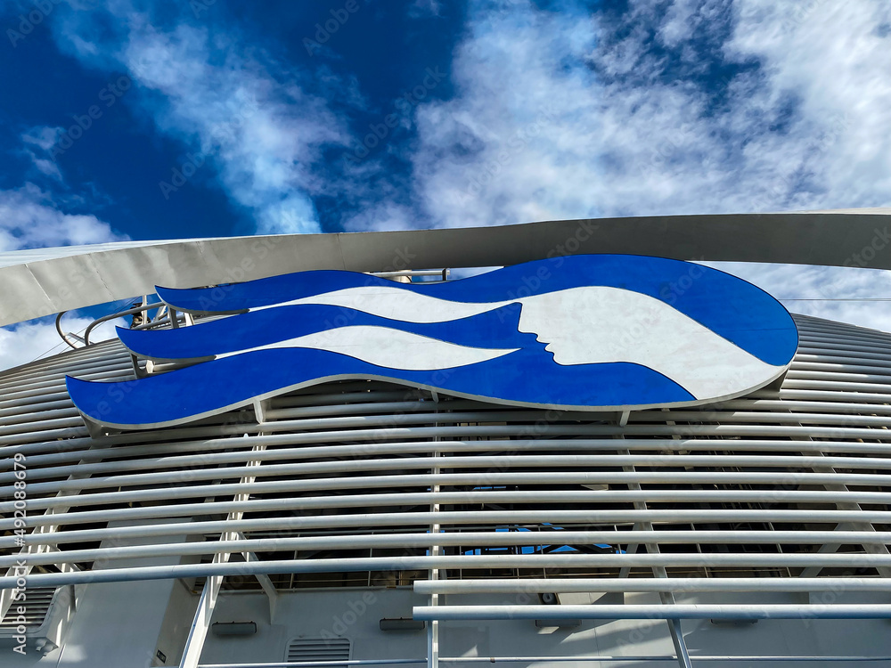 Emerald Princess Cruise ship. Princess cruise line's logo on the ...