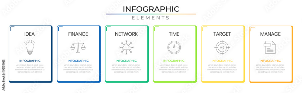 Minimal business rectangle infographic plan concept design vector with ...