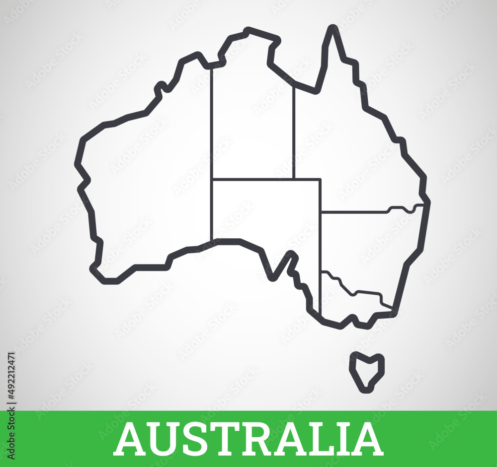 Simple outline map of Australia with regions. Vector graphic ...