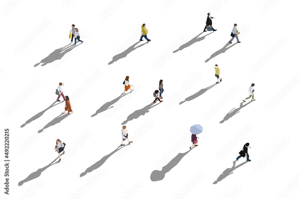 people walking illustration, aerial Stock Vector | Adobe Stock