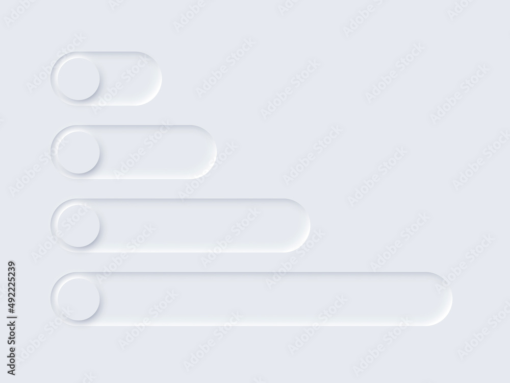 Neomorphism UI, slide bar set, neumorphic soft white slidebars with ...