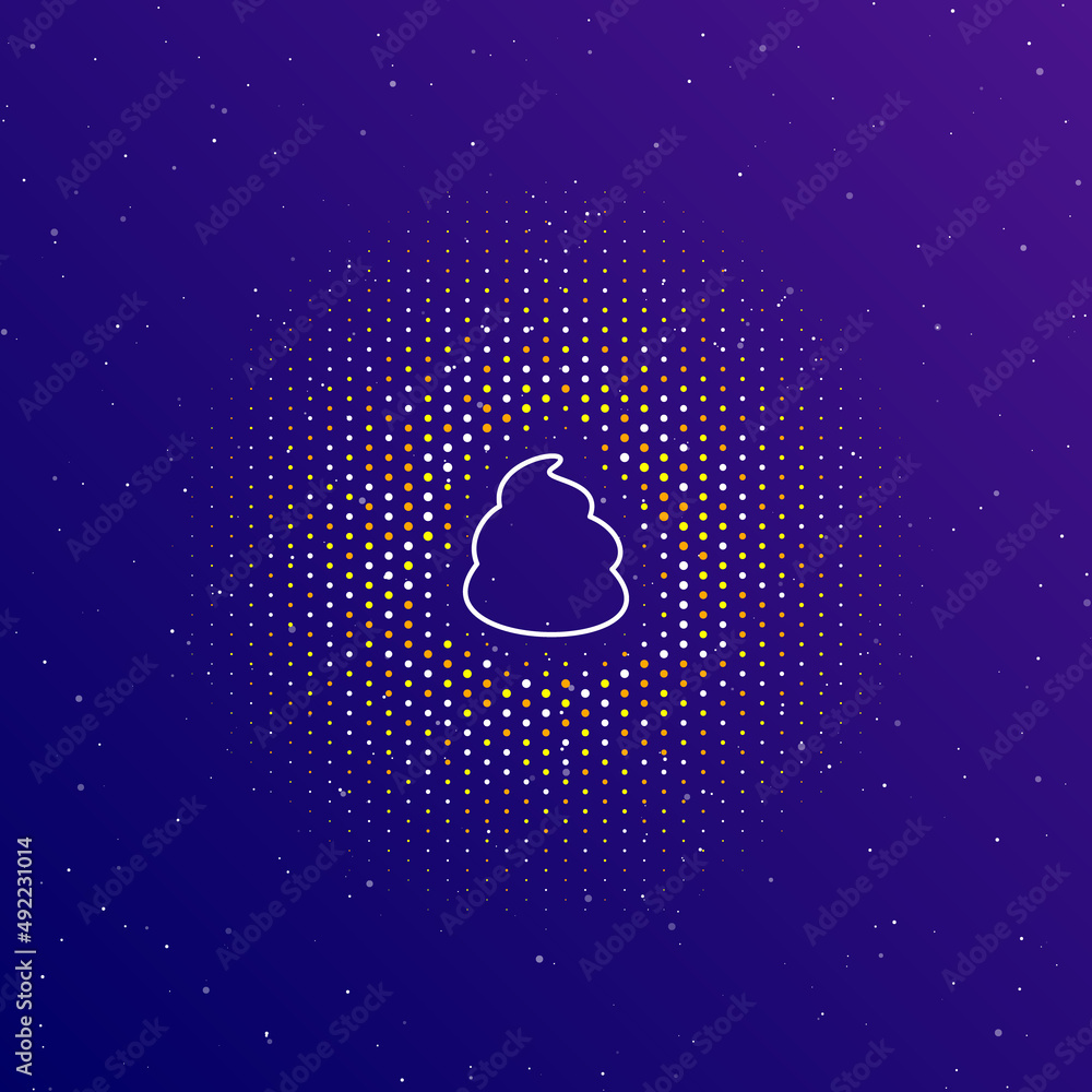 A large white contour poop symbol in the center, surrounded by small ...