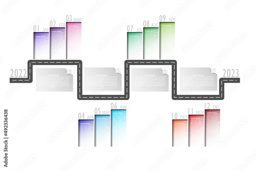 Modern business horizontal timeline process chart infographics template ...