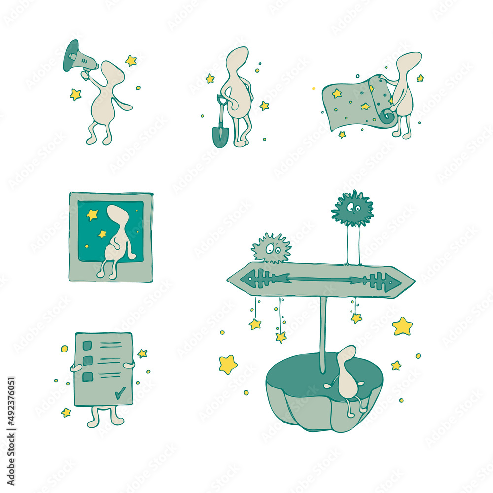 set of fabulous men. Vector hand drawn stock illustration. Stars, photo ...