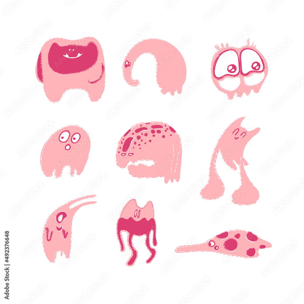 set of cartoon fictional characters. Monsters, freaks. Vector stock ...