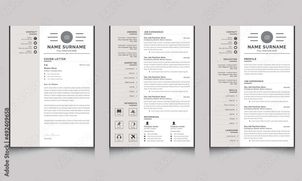 Clean and Professional Resume Layout, Minimal Resume and Cover Letter ...