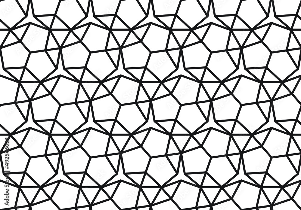 Contemporary 3d effect geometric tessellated line art shapes of 9-sided ...