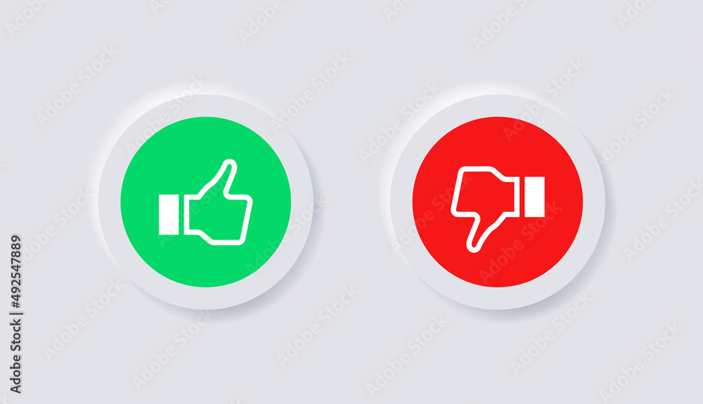 Like dislike icons in neumorphic button or thumbs up thumb down with ...