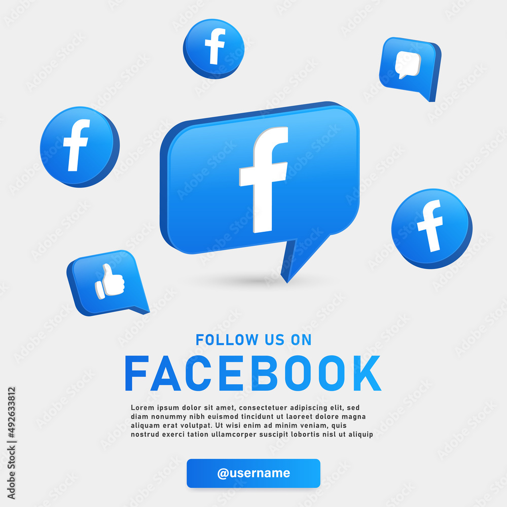 follow us on facebook in 3d speech bubble for social media icons banner ...