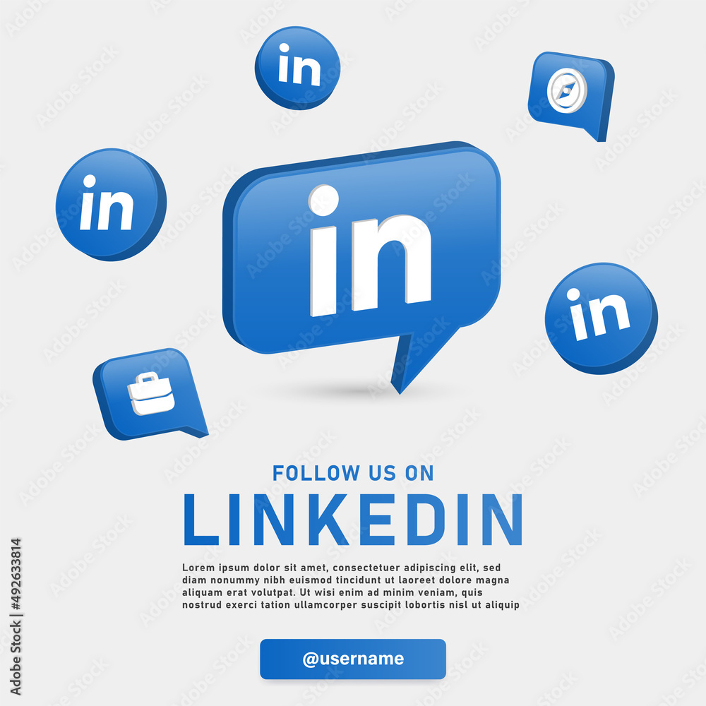 follow us on linkedin in 3d speech bubble for social media icons banner ...