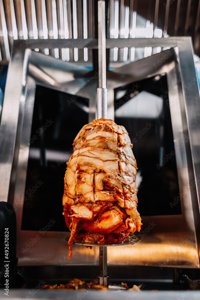 Traditional Turkish Doner Kebab meat. Shawarma or gyros. Turkish, greek ...