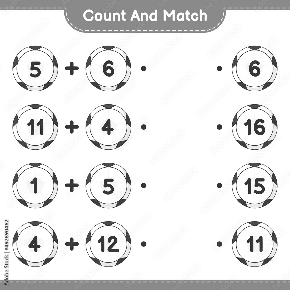 Count and match, count the number of Soccer Ball and match with the ...