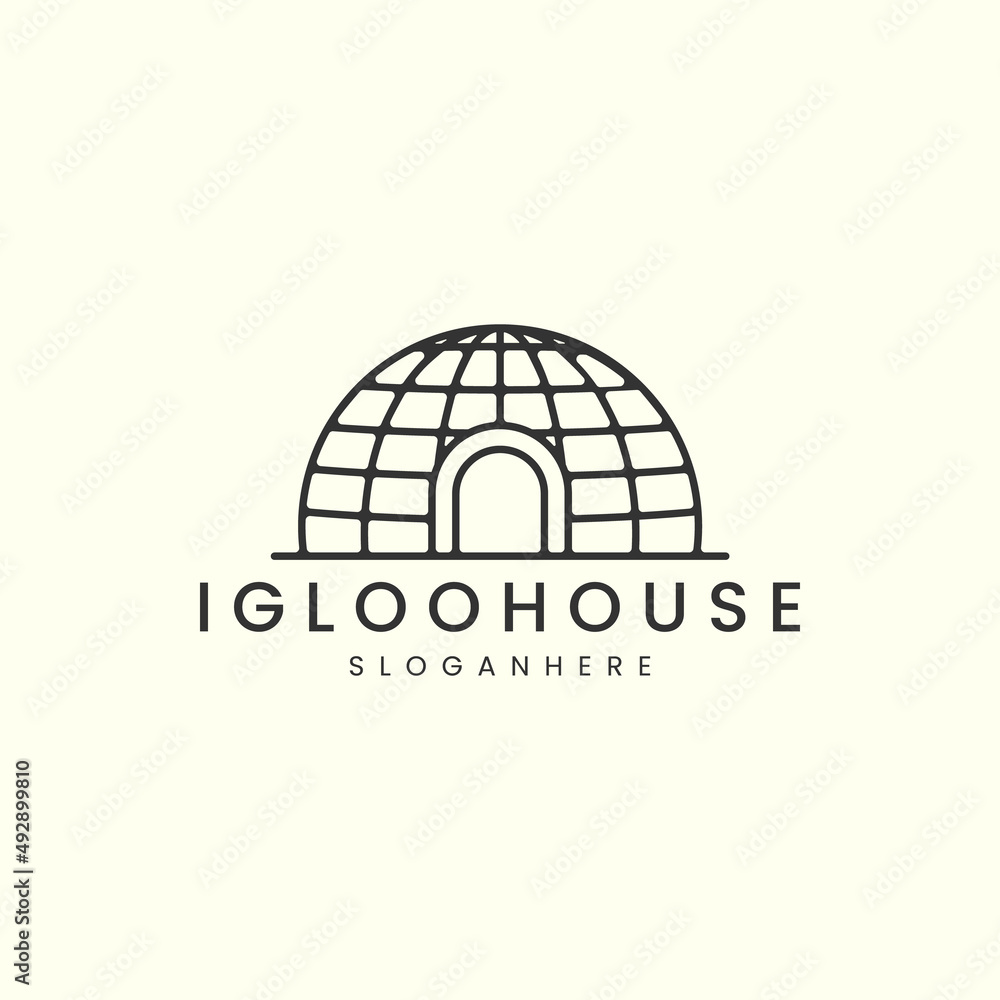 igloo house line art style logo icon template design.ice,igluit, vector ...