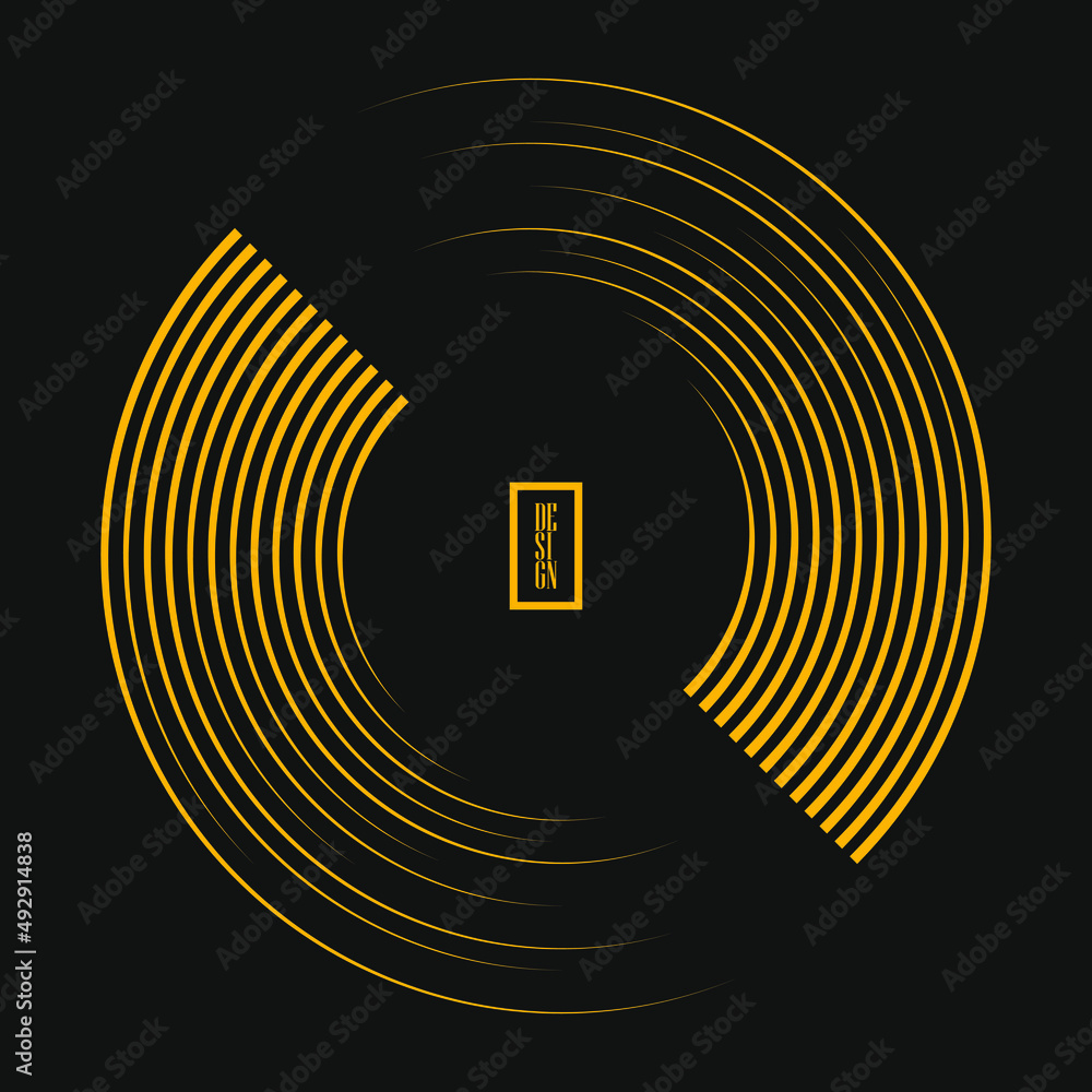 Stock-Vektorgrafik „Yellow radial curved speed lines. Circle form ...