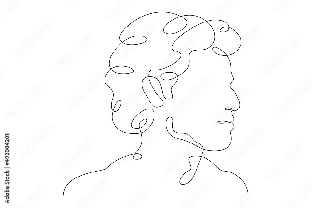 Continuous one line drawing sketch design illustration.Portrait of the ...
