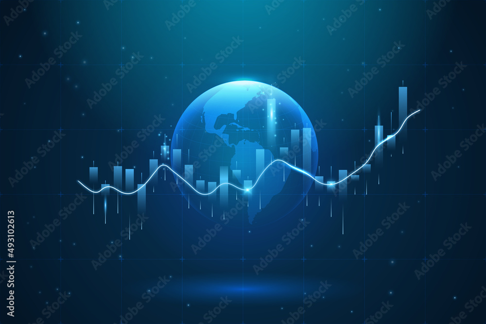 Hi-tech hologram of planet Earth with glowing vector chart of ...