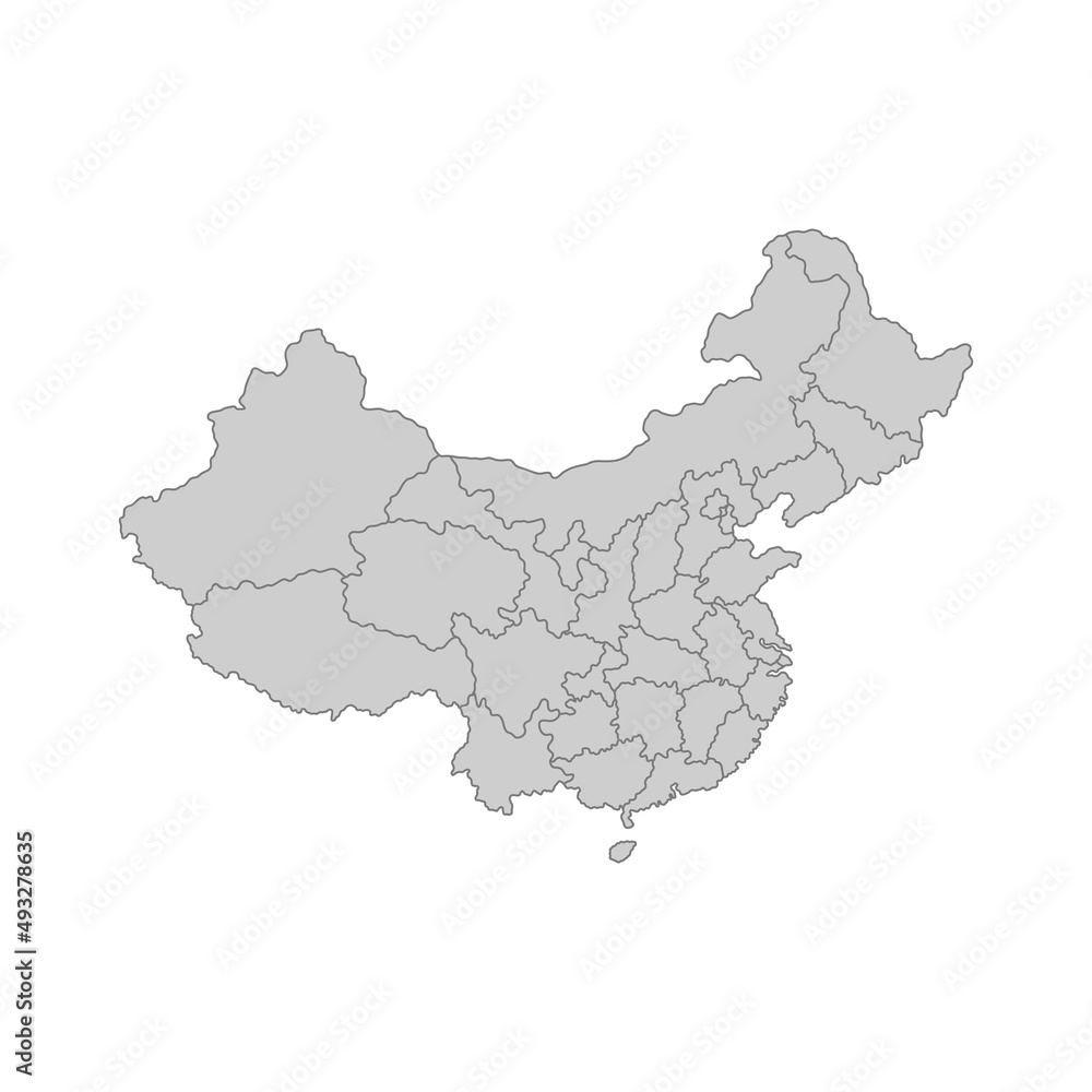 Outline political map of the China. High detailed vector illustration ...