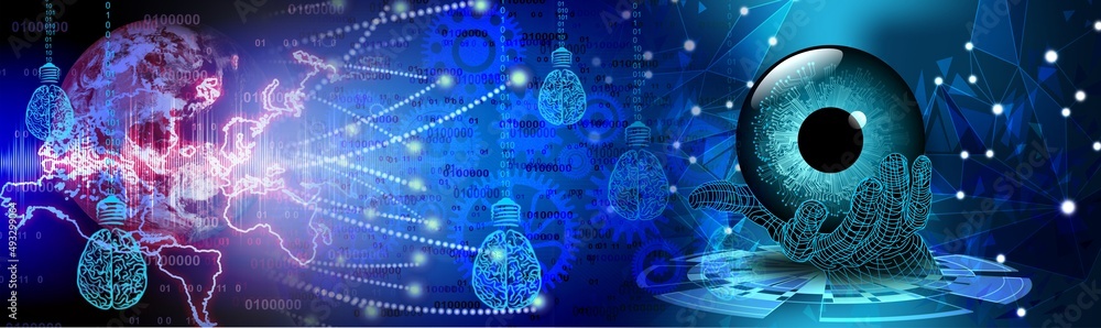 Cogs gears The concept of coding eye vision, circuit industrial ...