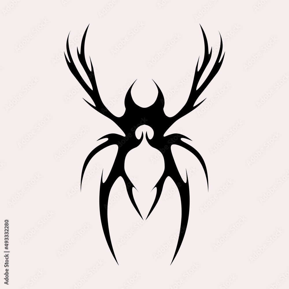 Abstract tattoo spider sketch. Artistic death metal logo design. Black ...
